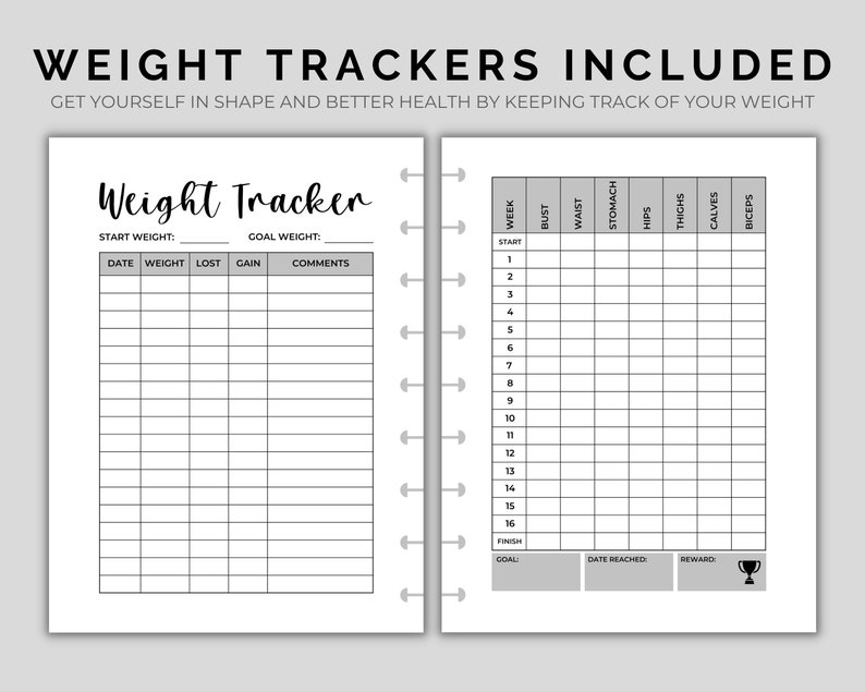 Weight Loss Journal Tracker Download Planner Workout - Etsy