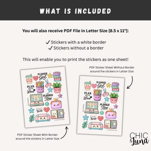 Planner Stickers PNG Bundle – Cute Kawaii Office Supplies, Planner Girl ...