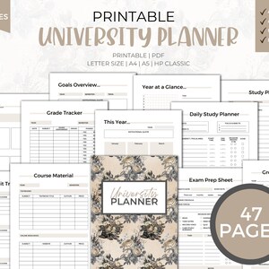 Student Planner Printable, University Planner Printable, University ...