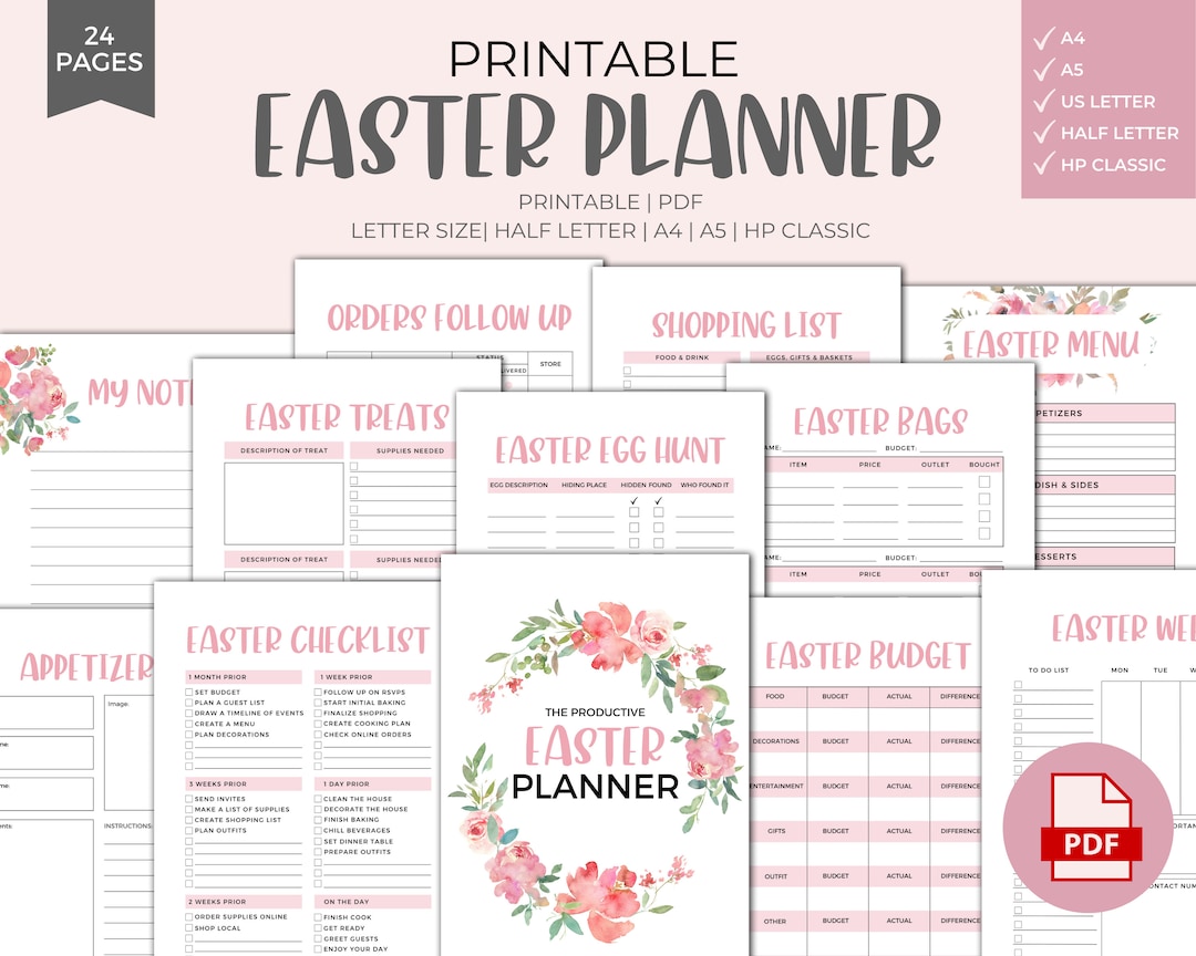 Easter Planner Printable Download, Easter Organizer, Easter Journal ...
