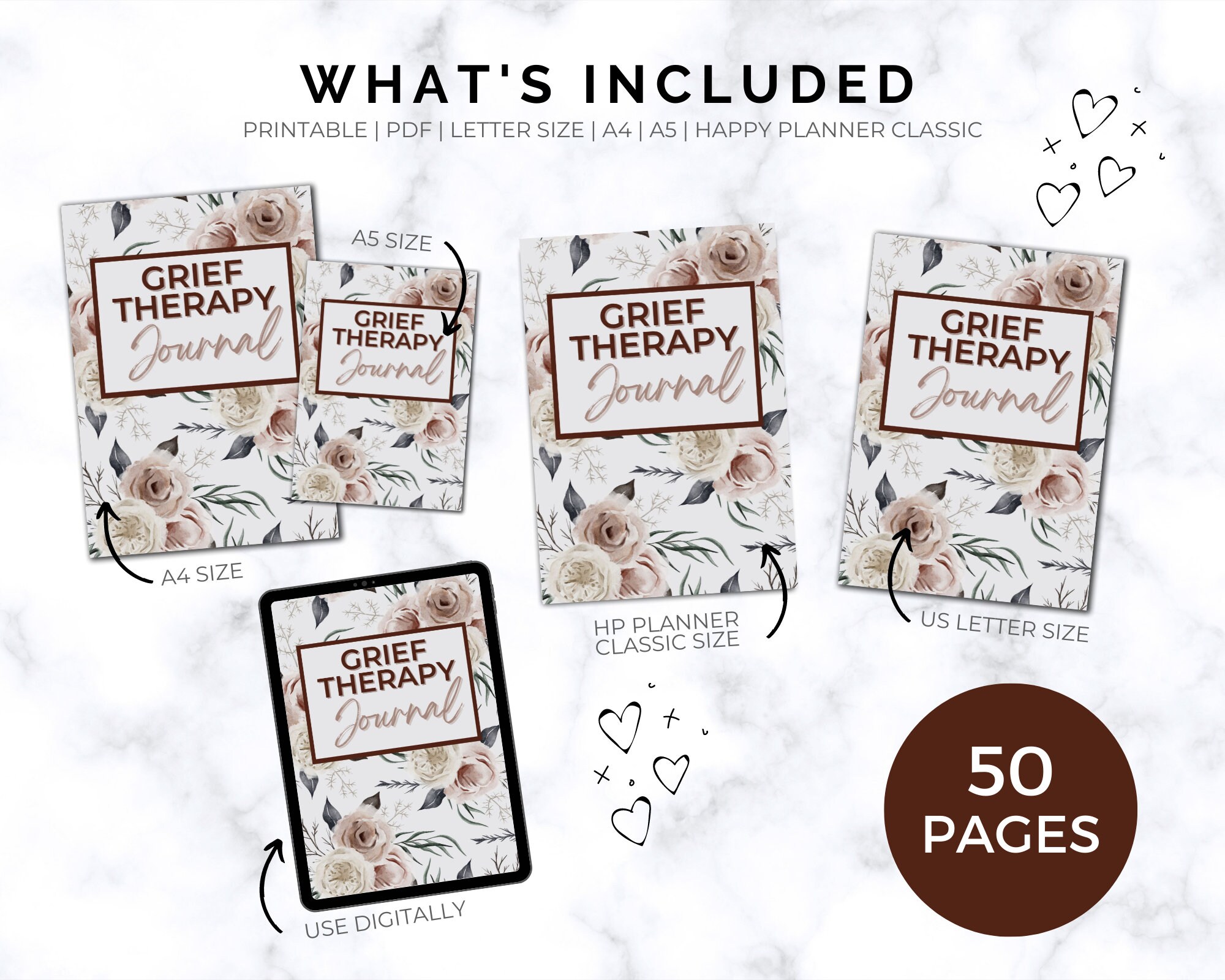 Grief Therapy Journal Grief Therapy Worksheets Coping With - Etsy