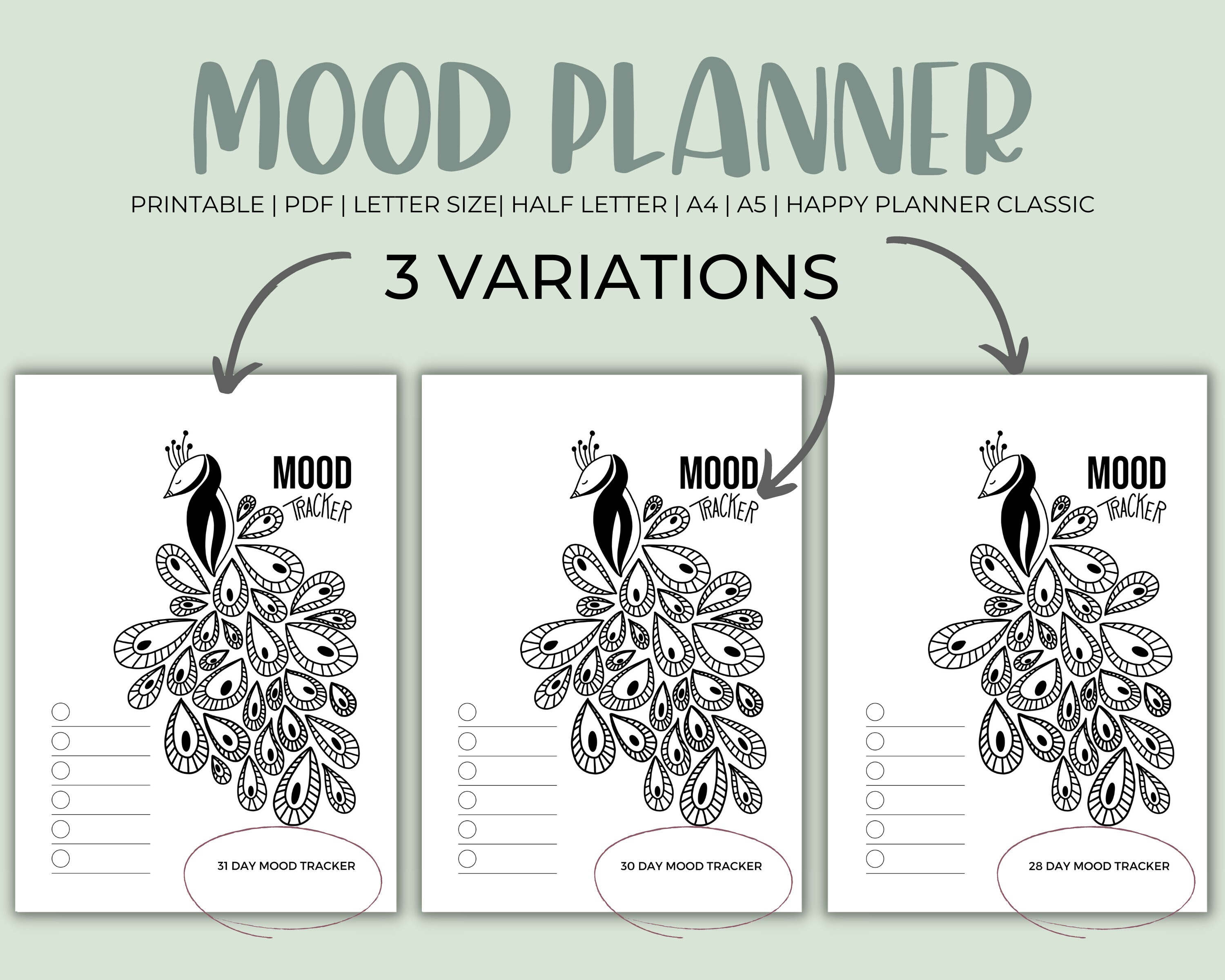 Mood Tracker Printable Yearly Monthly Mood Planner, Circular Mood Chart ...