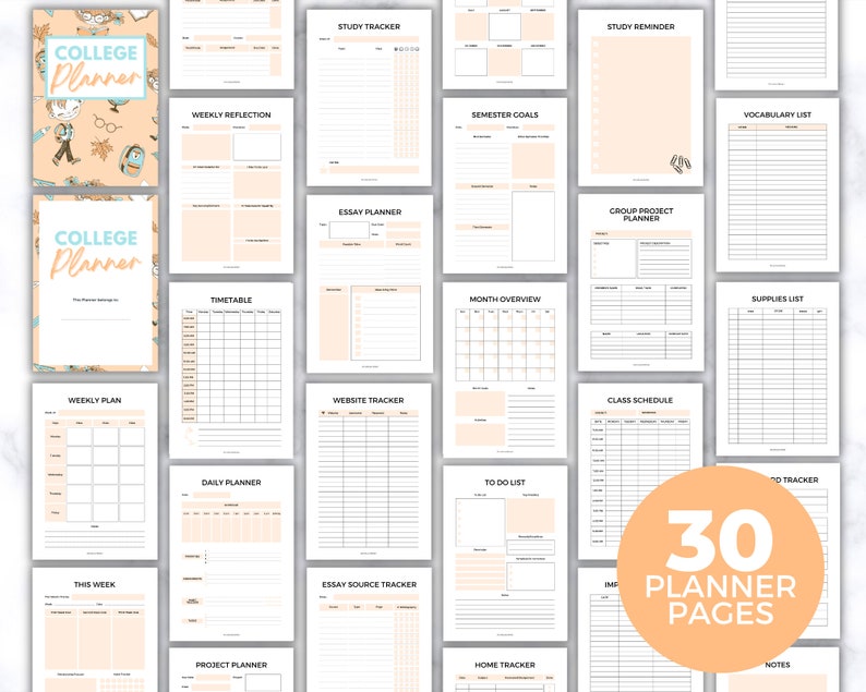 College Planner Printable College Student Planner Student Semester ...
