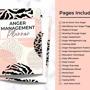 Anger Management Planner - Printable - Digital Mental Health Worksheets ...