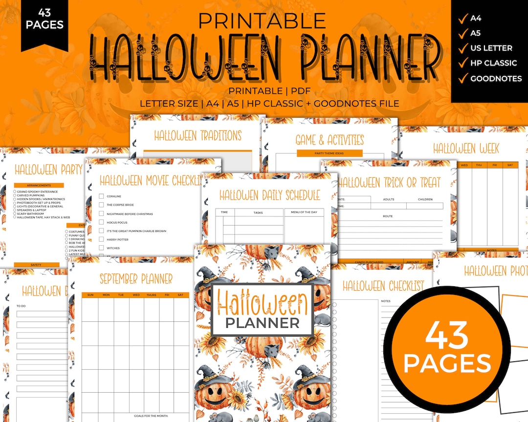 Halloween Planner Printable, Goodnotes Halloween Planner, Halloween ...