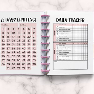 Fitness Challenge 75 Day Tracker Printable Instant Download, Weight ...