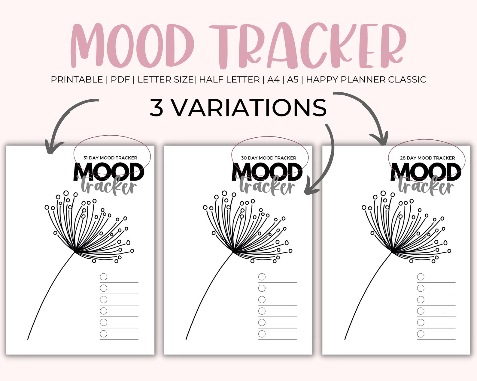 Mood Tracker Printable Yearly Monthly Mood Planner, Circular Mood Chart ...