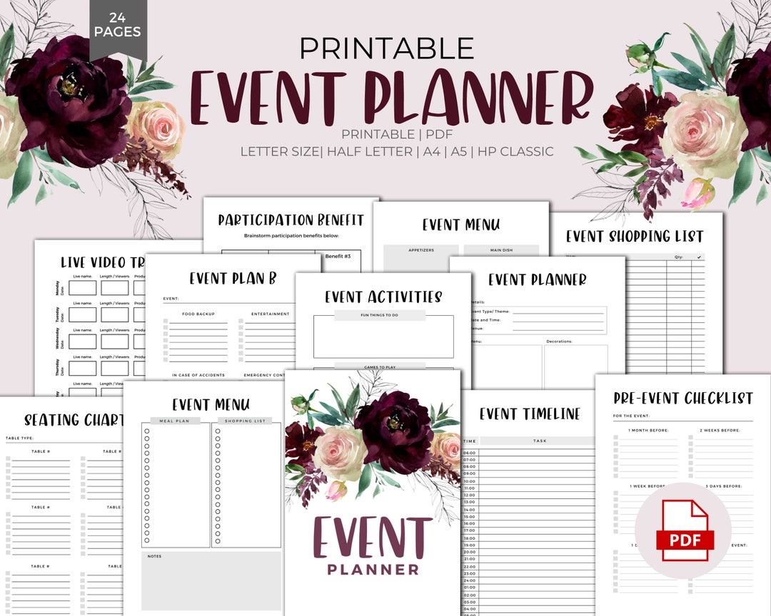 Event Planner Printable - Instant Download, Event Management, Event ...