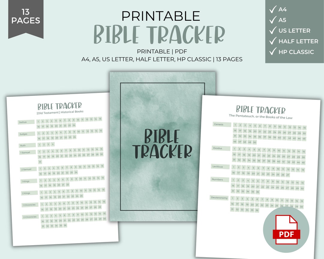 Printable Bible Reading Tracker - A4, Letter, Fall, PDF, Bible Journal ...