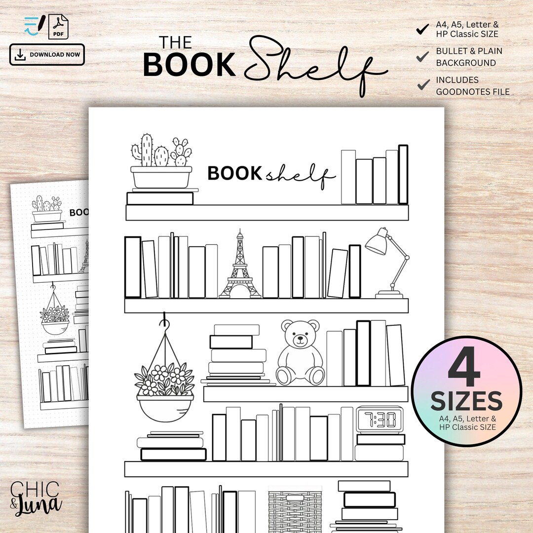 Printable Bookshelf Reading Log: TBR List Journal (PDF) - Etsy