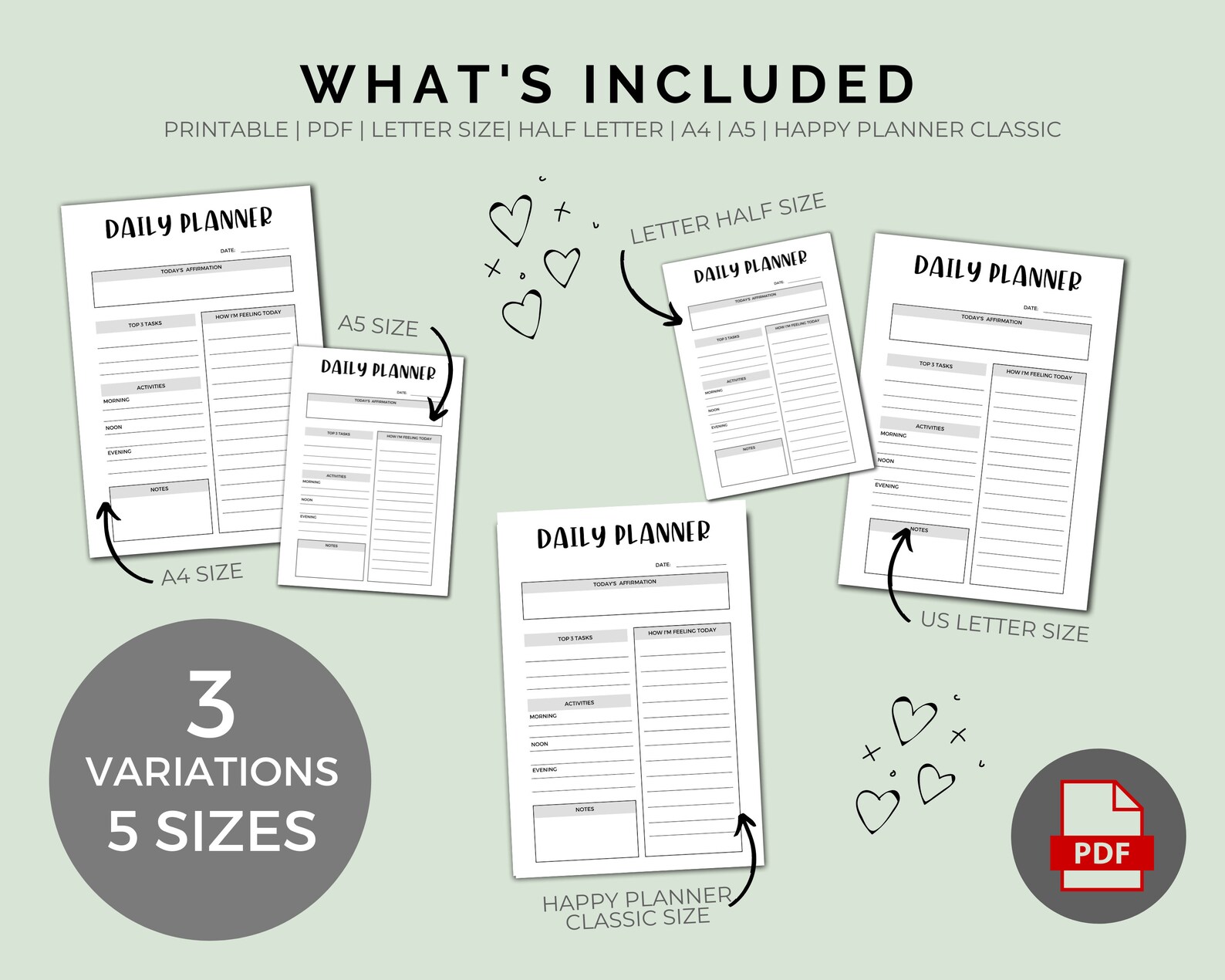 Daily Planner Printable Instant Download, To-do List, Improve ...