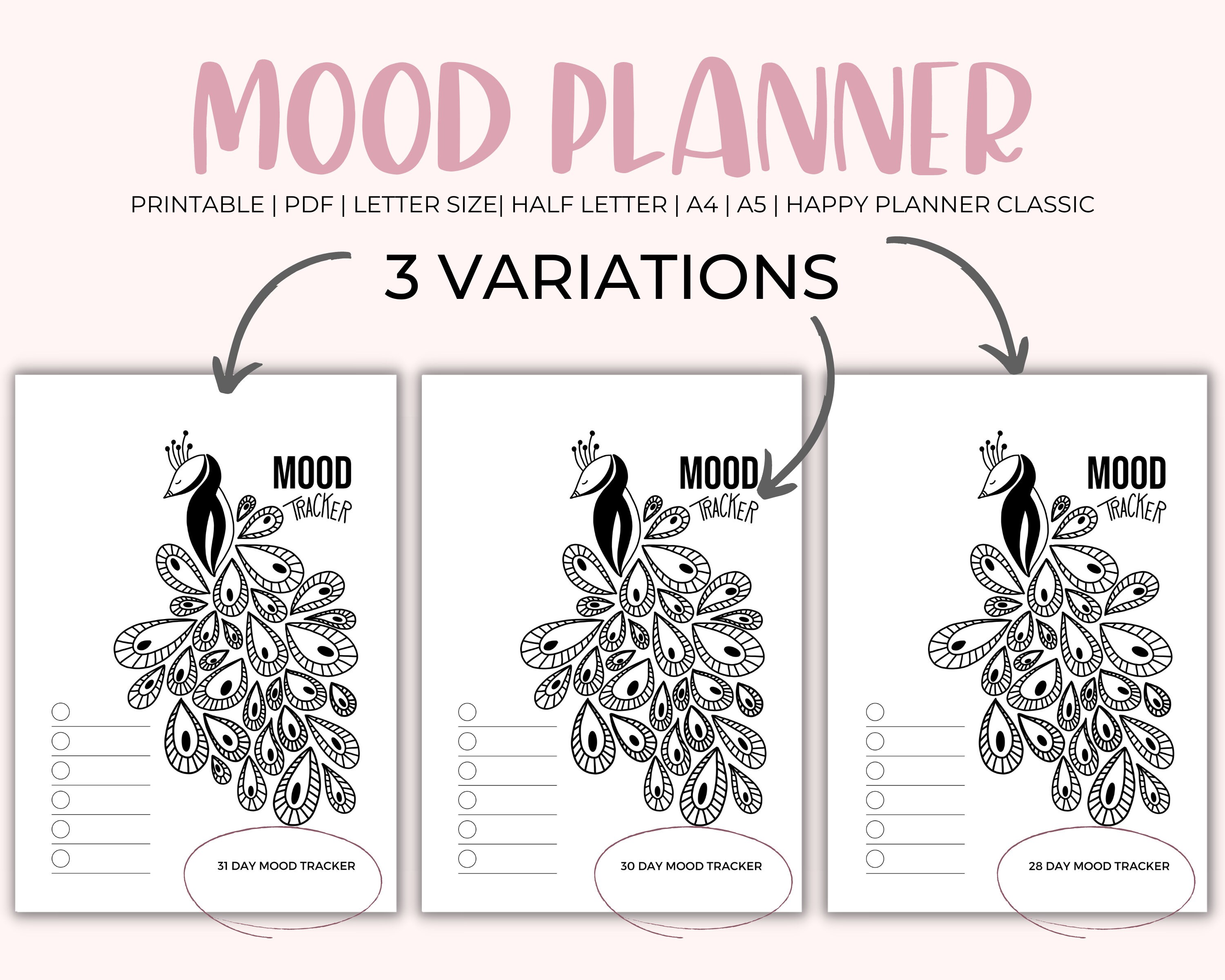 Yearly Mood Tracker Printable: Circular Chart, A5 Planner (digital ...