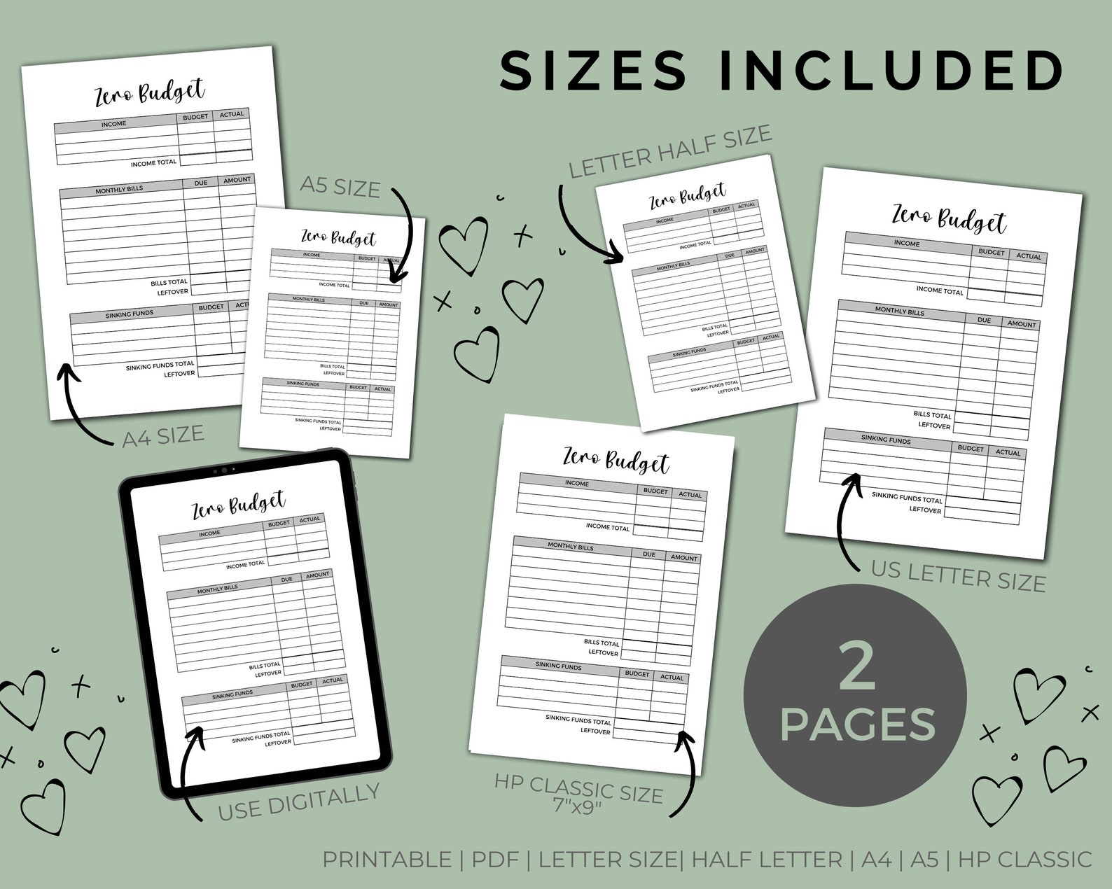 Zero Budget Planner Printable Download Finance Planner - Etsy