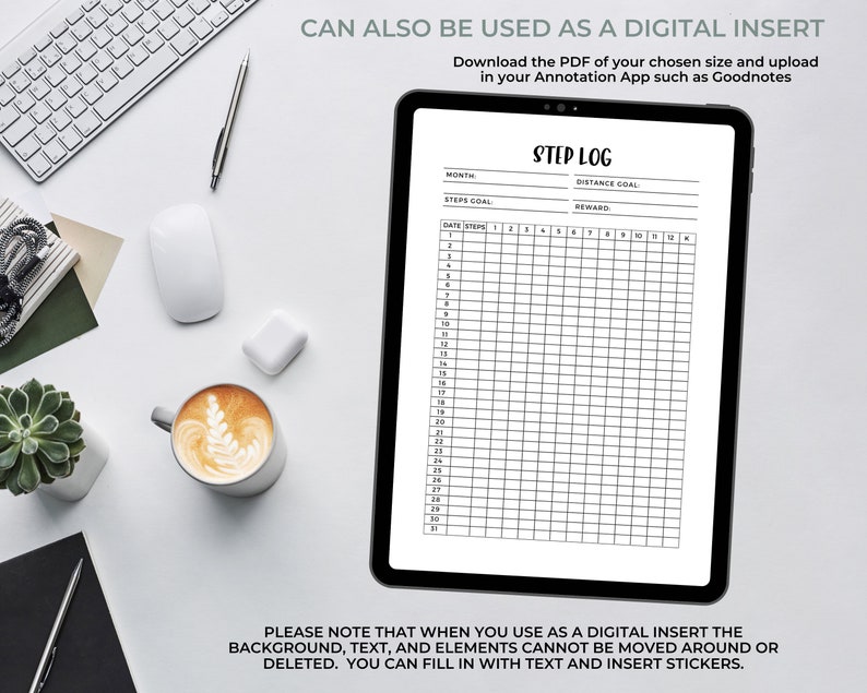 Step & Walking Tracker Printable, Download, Step Log, Planner Insert ...
