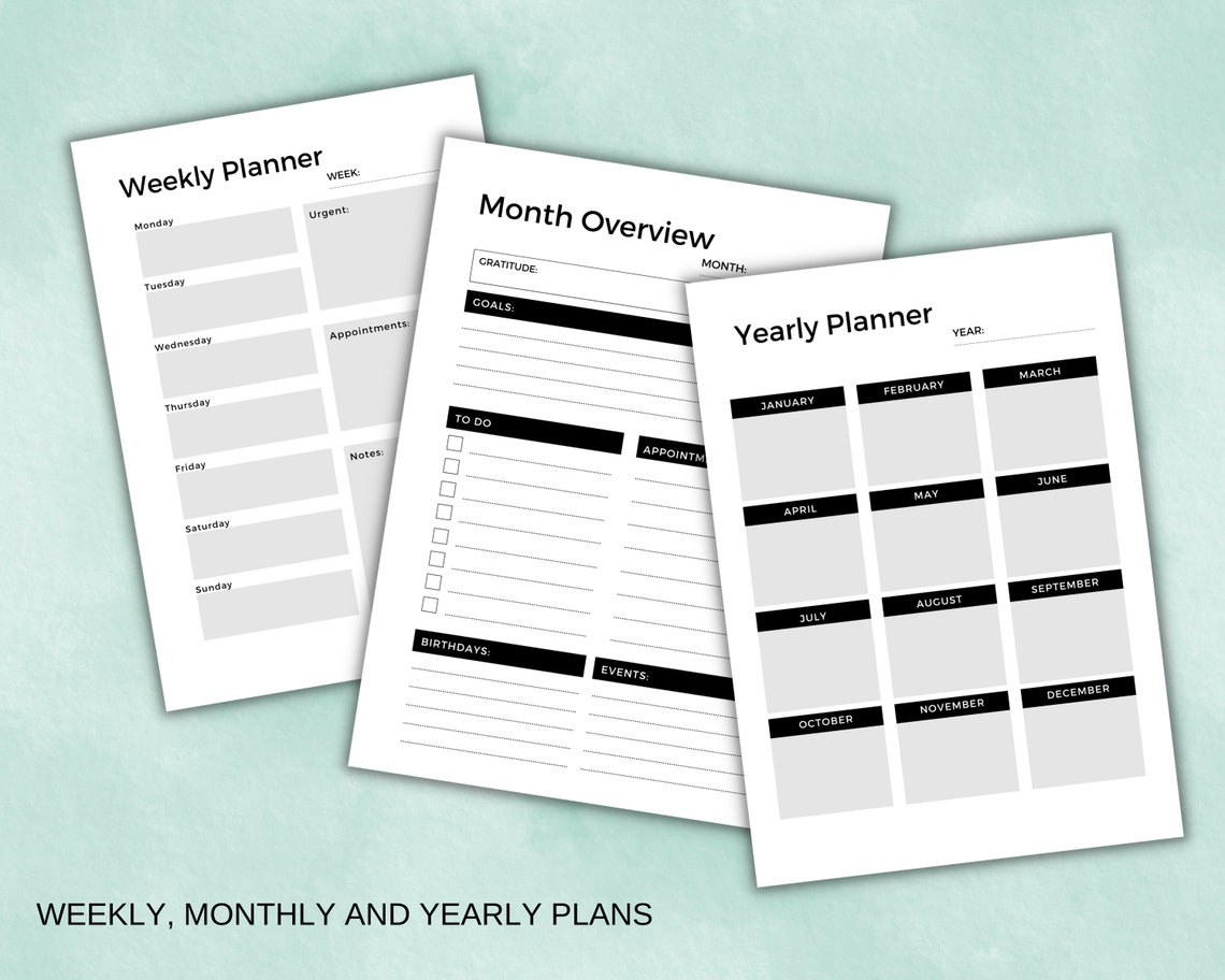 Green Planners & Trackers Bundle Printable Download Daily - Etsy
