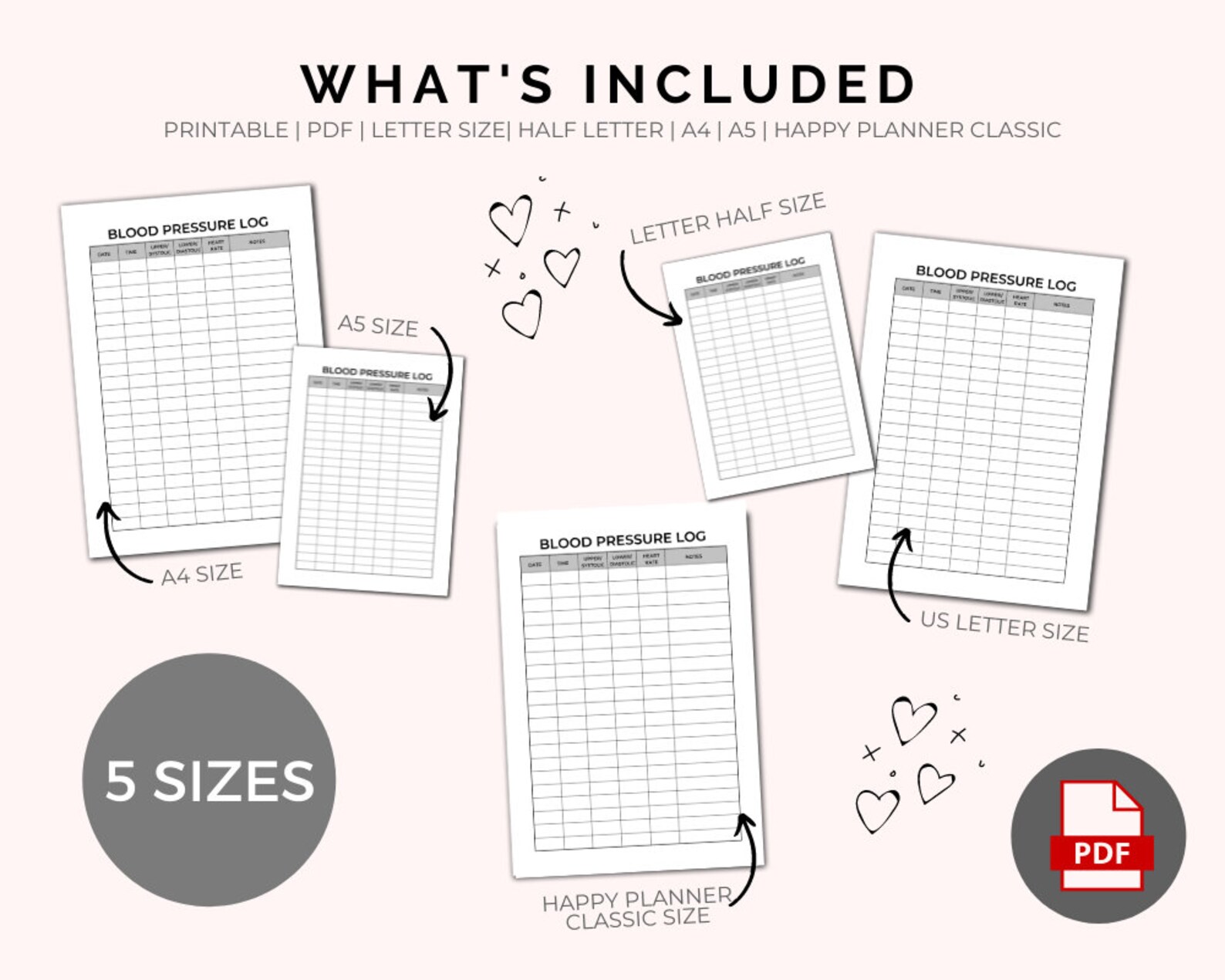 Blood Pressure Chart Printable Instant Download Medical Etsy UK