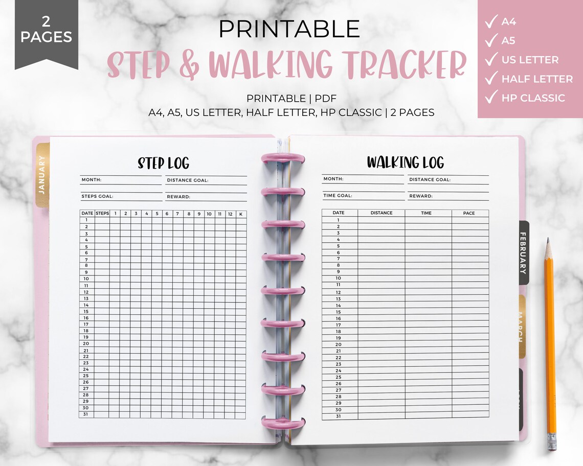 Step & Walking Tracker Printable Download Step Log - Etsy