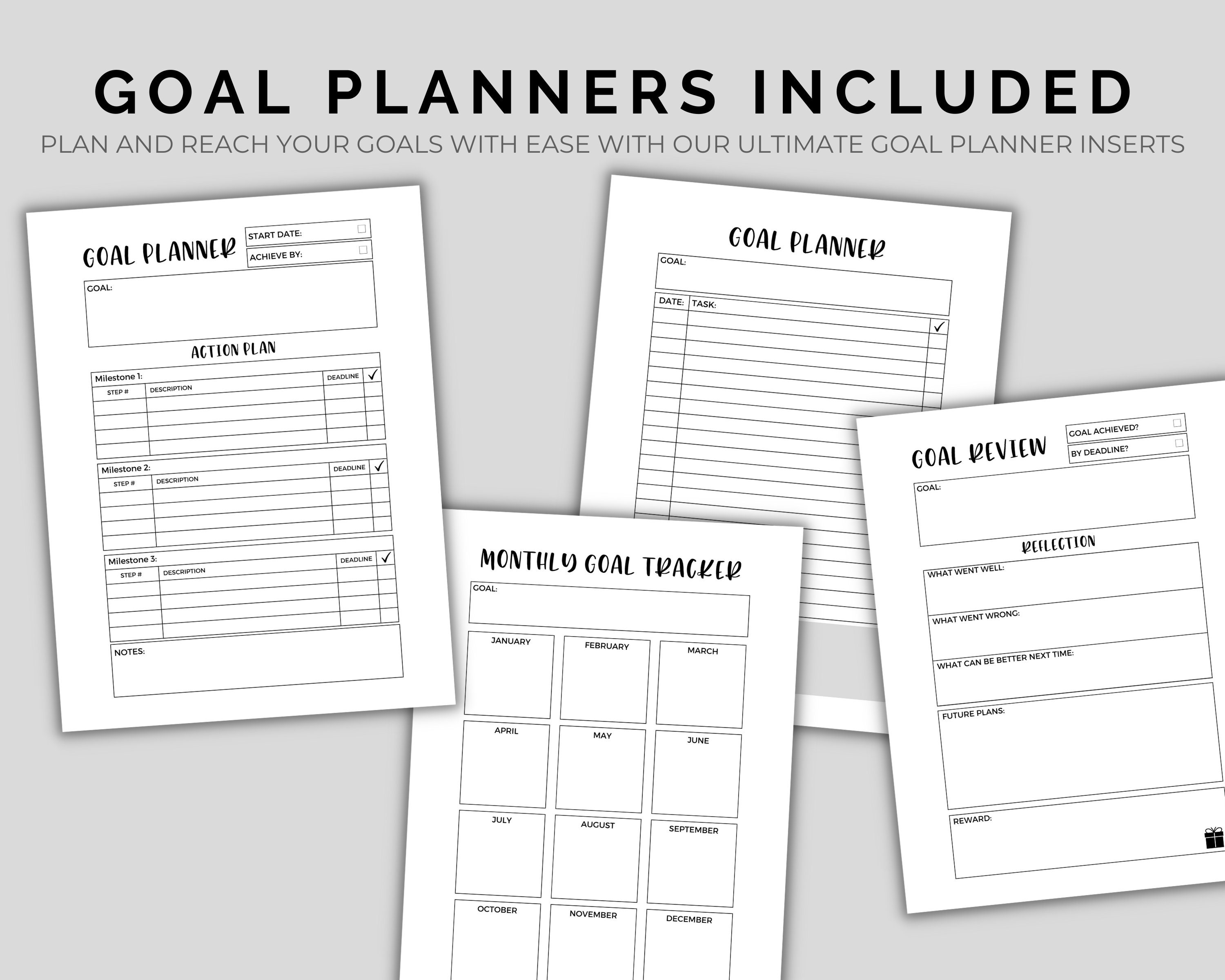 Goal Planner Inserts Productivity Inserts Productivity - Etsy