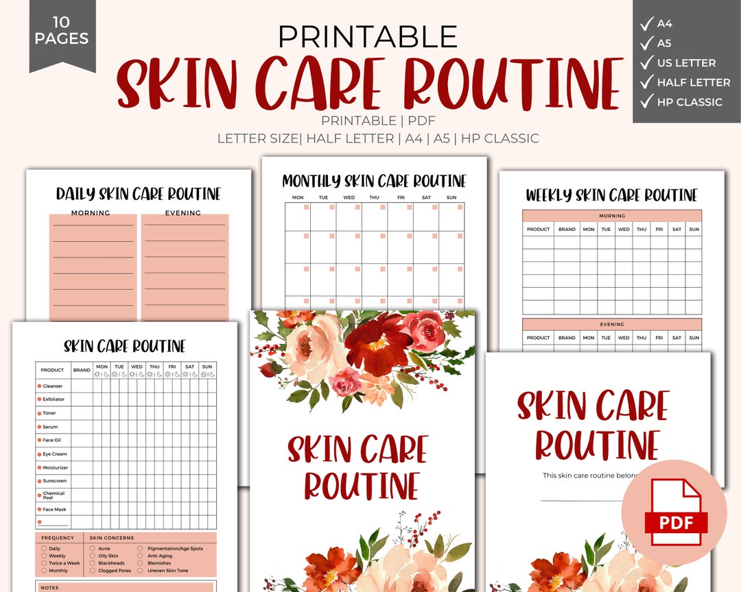 Skin Care Planner Printable - Download, Tracker Routine, Self Care ...
