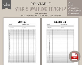 Step & Walking Tracker Printable, Download, Step Log, Planner Insert ...