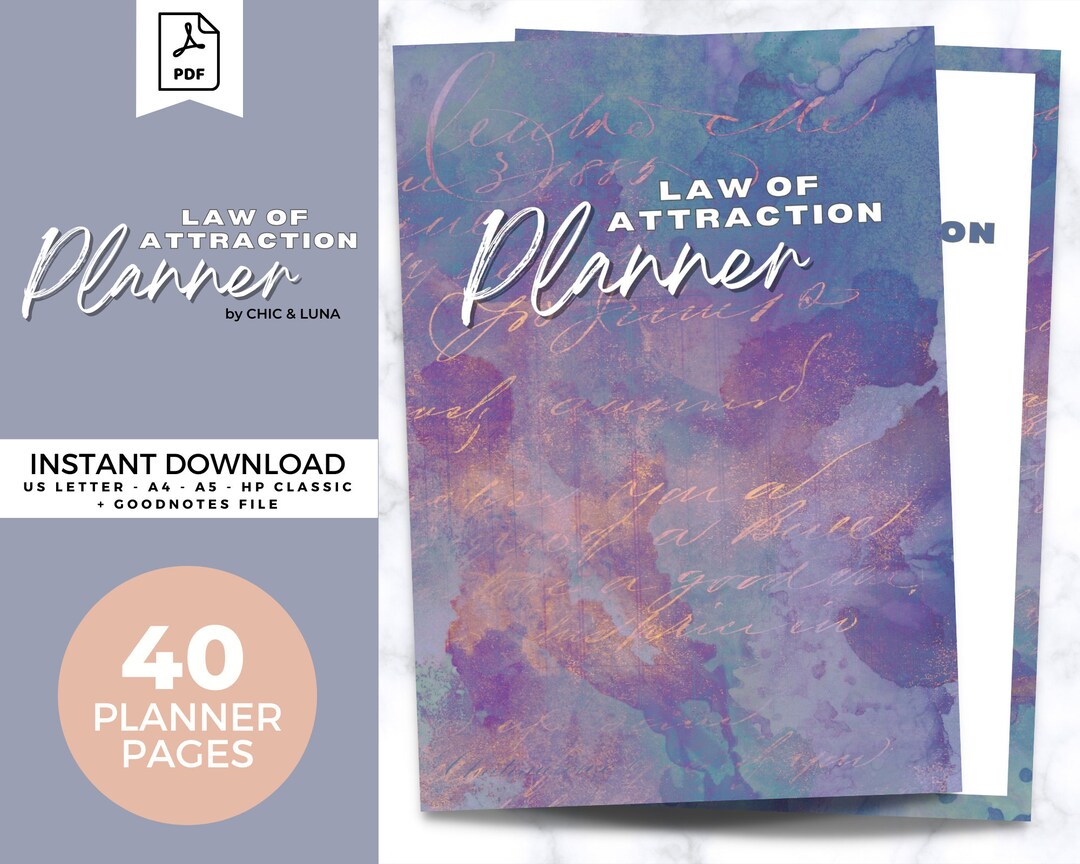 Law Of Attraction Planner Printable Law Of Attraction Journal Law Of