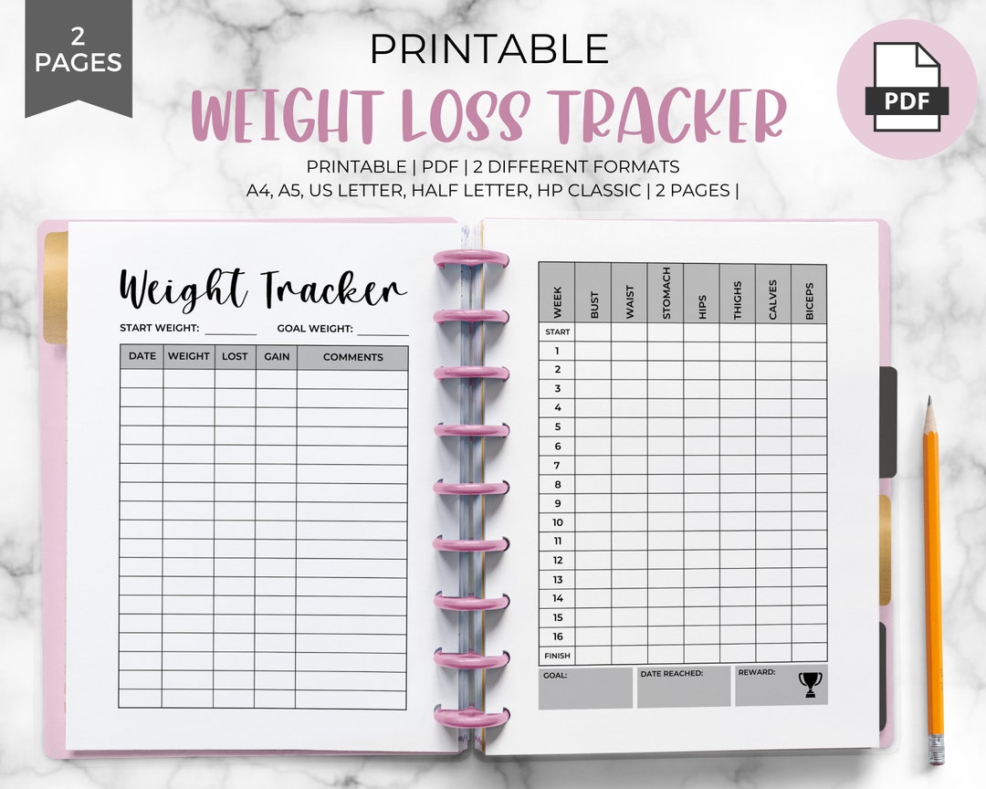 Weight Loss Journal Tracker - Download, Planner, Workout Fitness ...