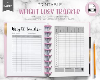 Weight Loss Journal Tracker Planner Workout Fitness Printable Digital ...