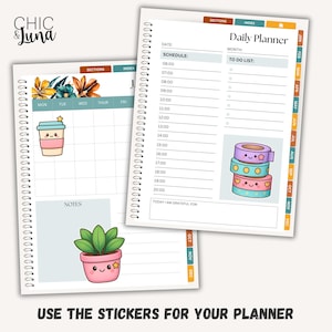 Planner Stickers PNG Bundle – Cute Kawaii Office Supplies, Planner Girl ...