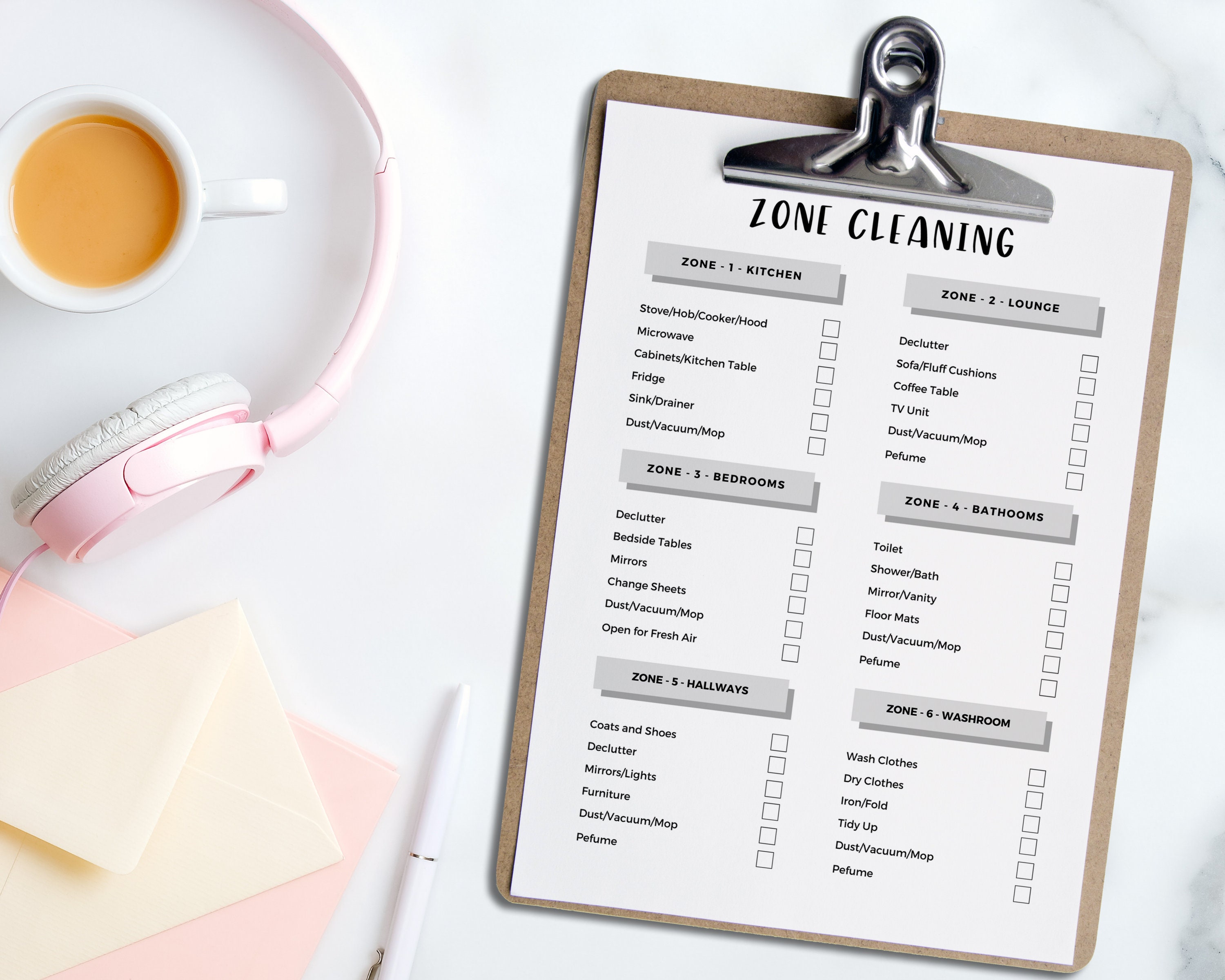 Zone Cleaning Tracker Printable Instant Download Cleaning | Etsy Australia