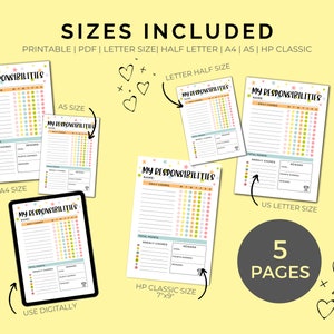 Kids Responsibility Tracker Printable Instant Download | Etsy Canada