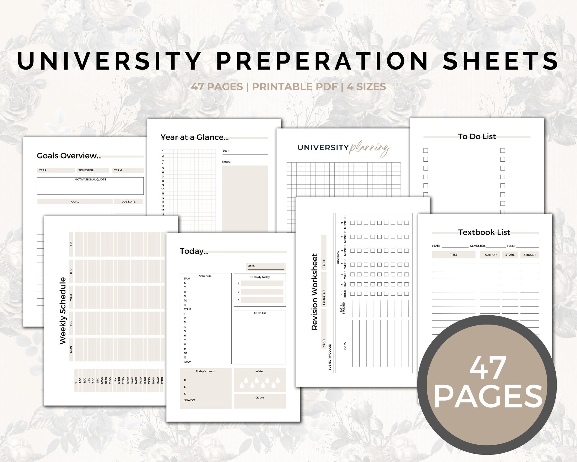 Student Planner Printable, University Planner Printable, University ...