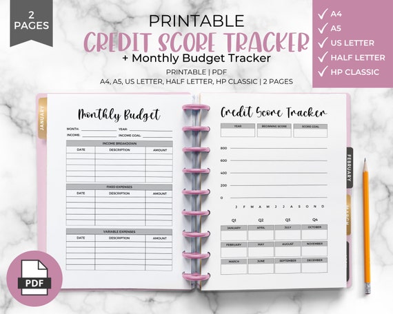 Credit Score Tracker Printable Budget Tracker Credit - Etsy