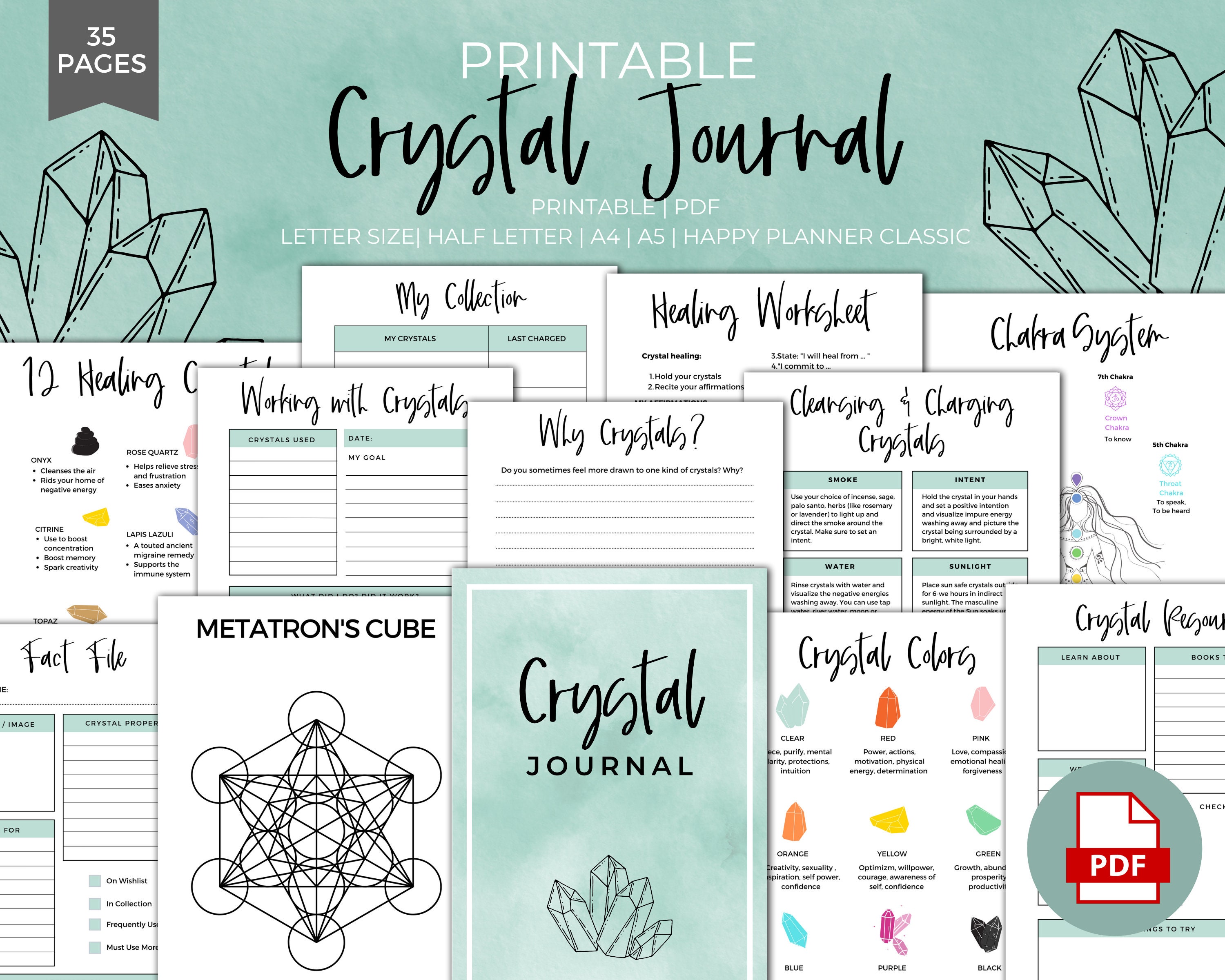 Crystal Planner Printable Instant Download, Crystal Journal, Crystal ...