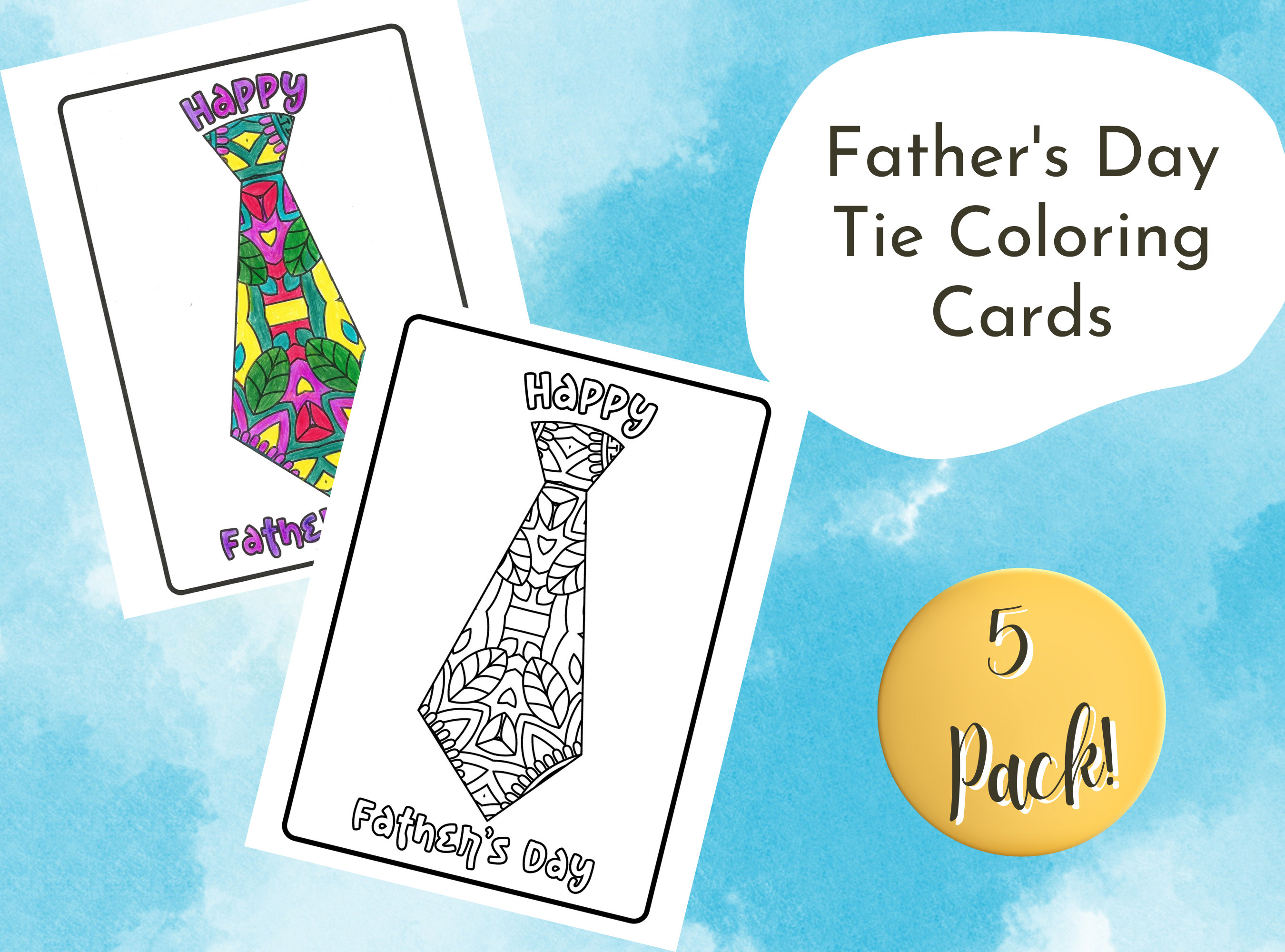 Happy Father's Day Coloring Pages: Printable Coloring Card Bundle for ...