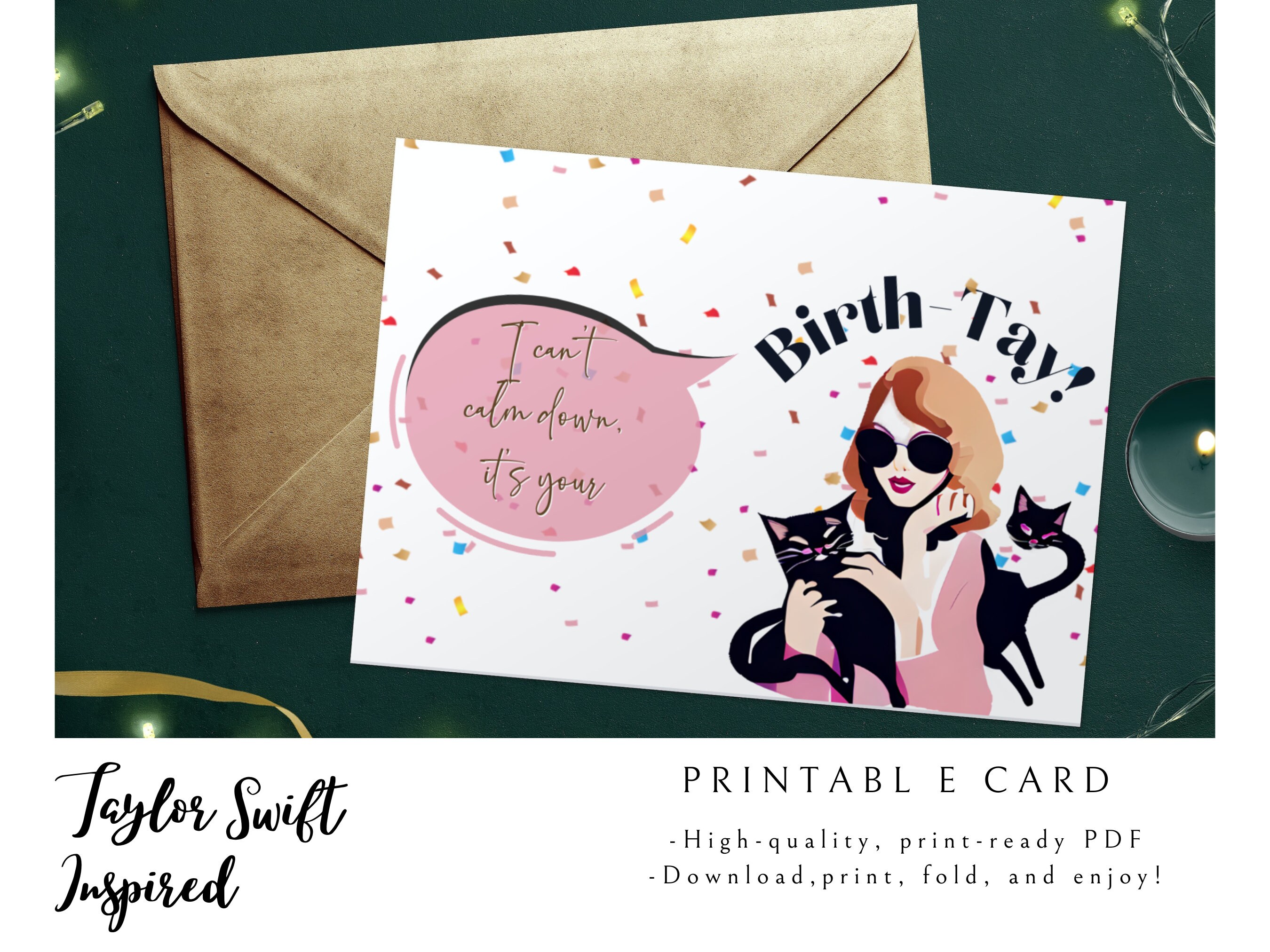 Printable Taylor Swift Inspired Card Printable Birthday Card for Swift ...