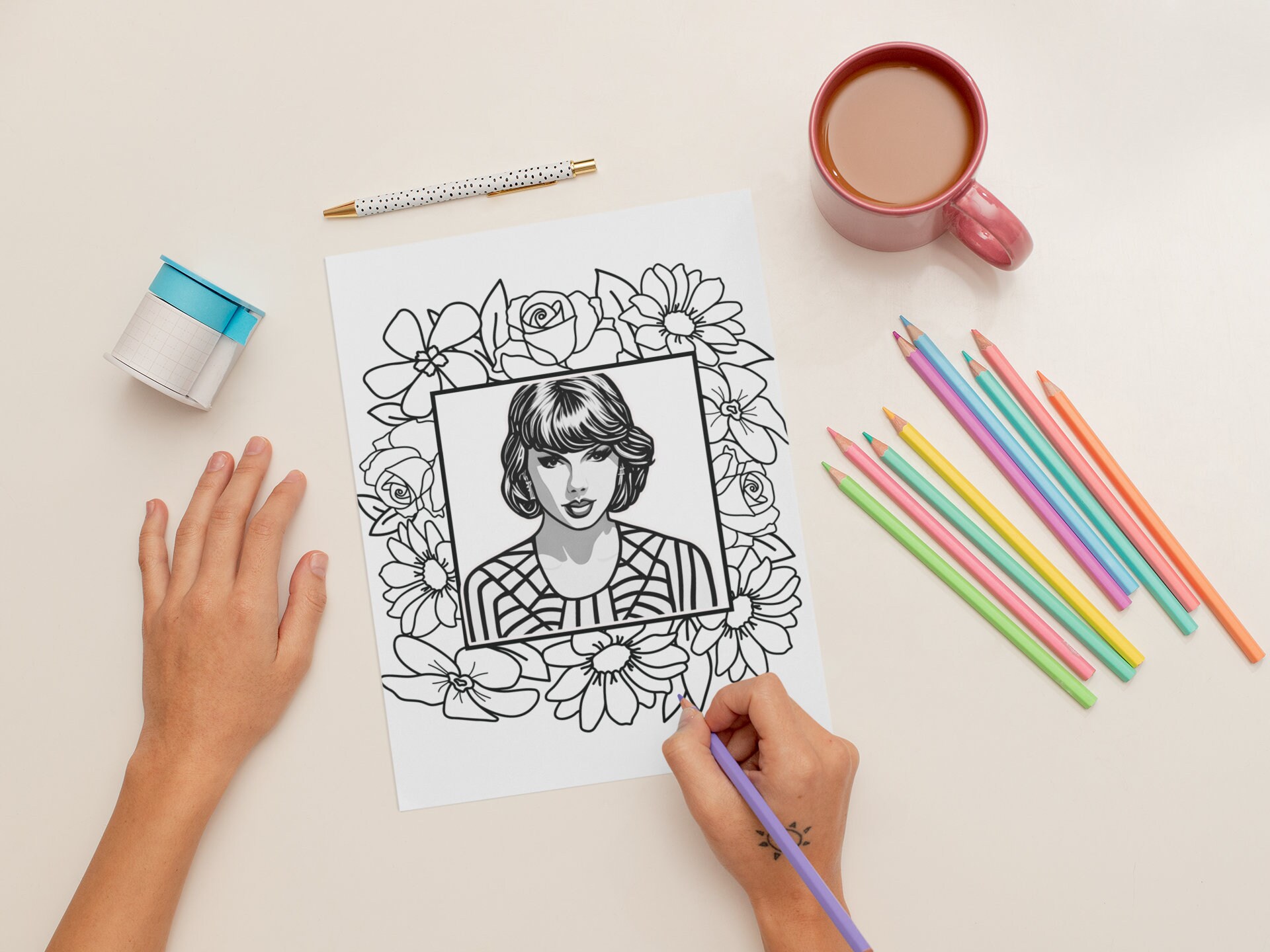 Taylor Swift Inspired Coloring Pages - 5 Pack Digital Download ...