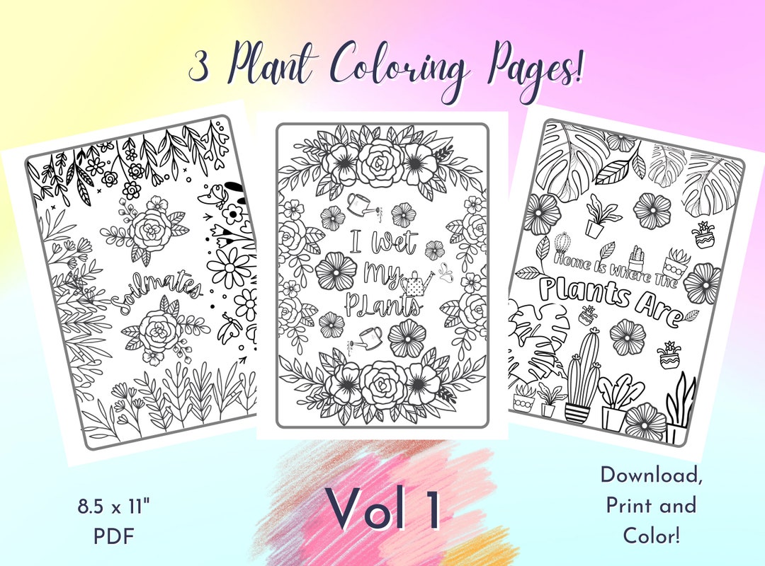 Printable Plant Coloring Pages for Plant Lovers - Vol 1 (3 Pack ...