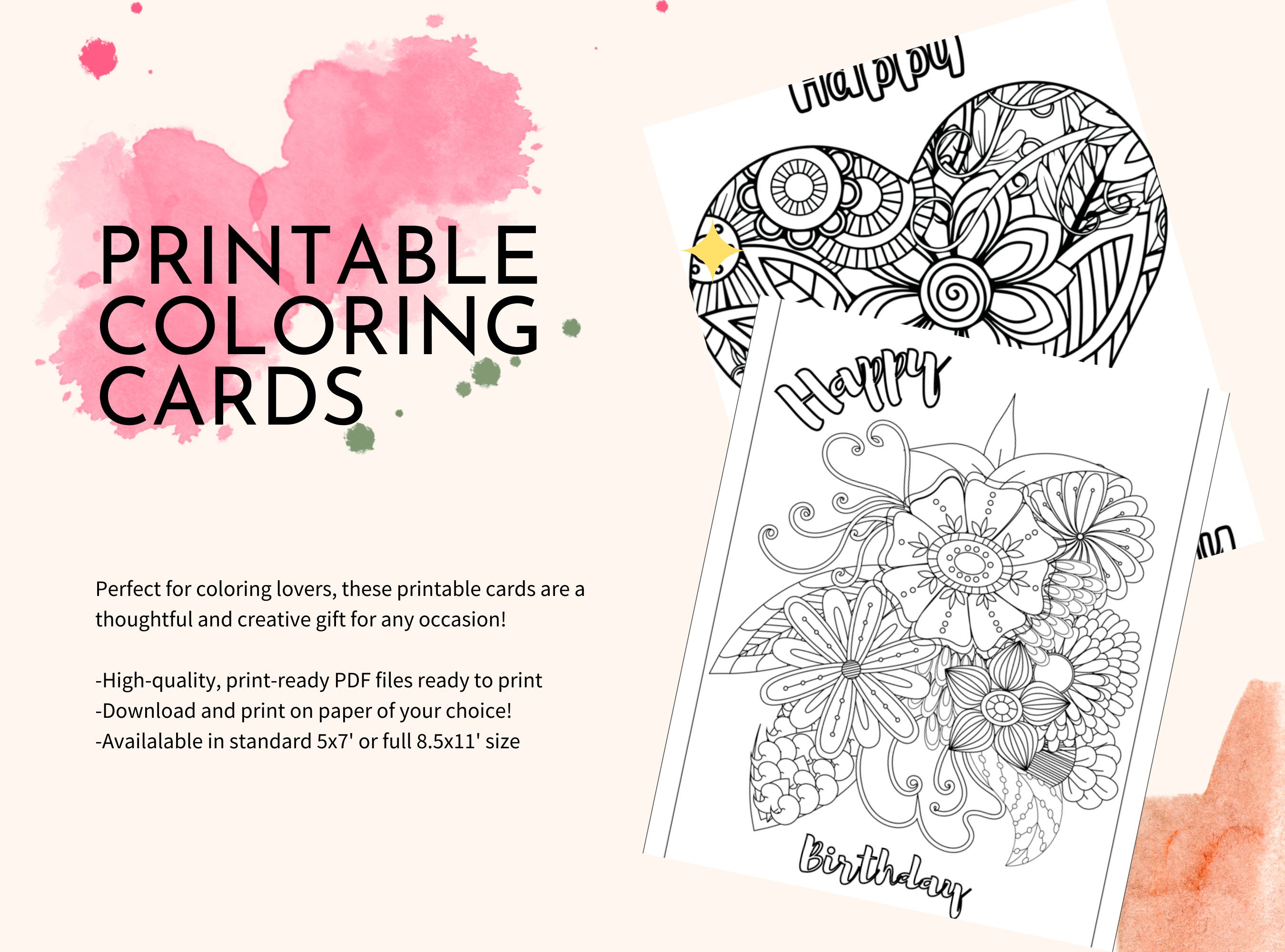Happy Father's Day Coloring Pages: Printable Coloring Card Bundle for ...