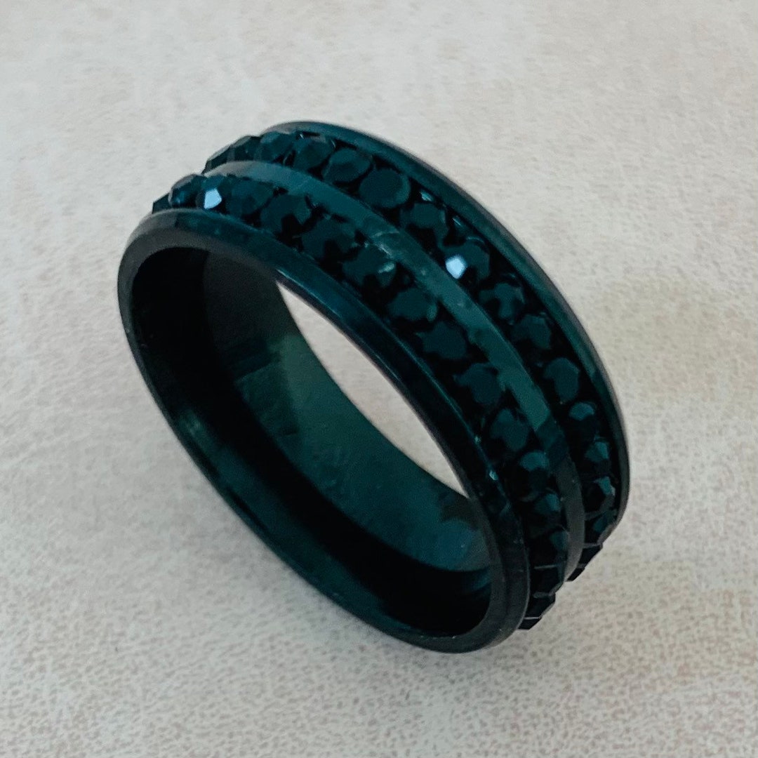 Sparkly Black Stainless Steel Ring, Wedding Ring, Gift for Him - Etsy