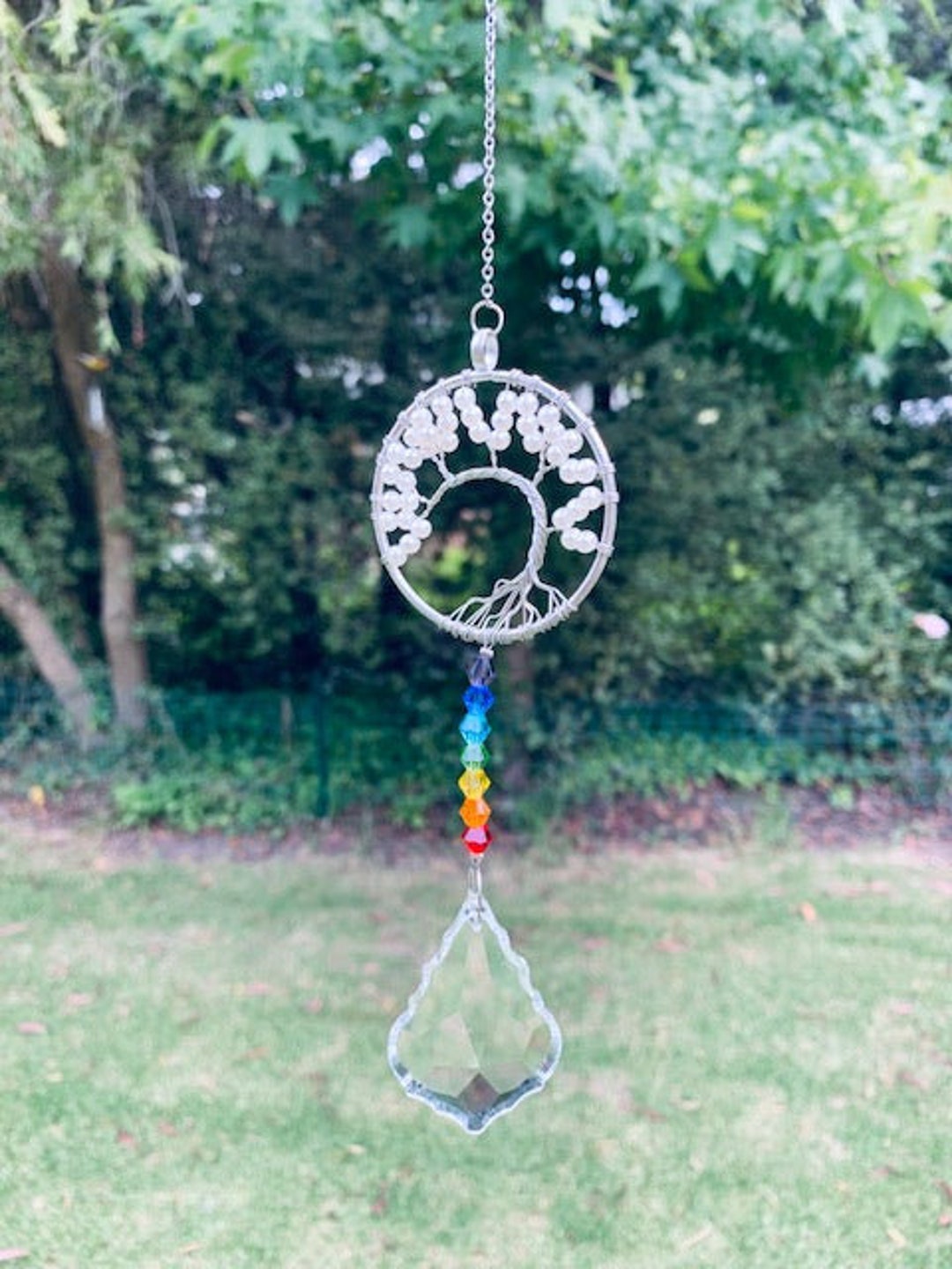 Crystal Suncatcher With Pearlised Tree of Life Design and - Etsy