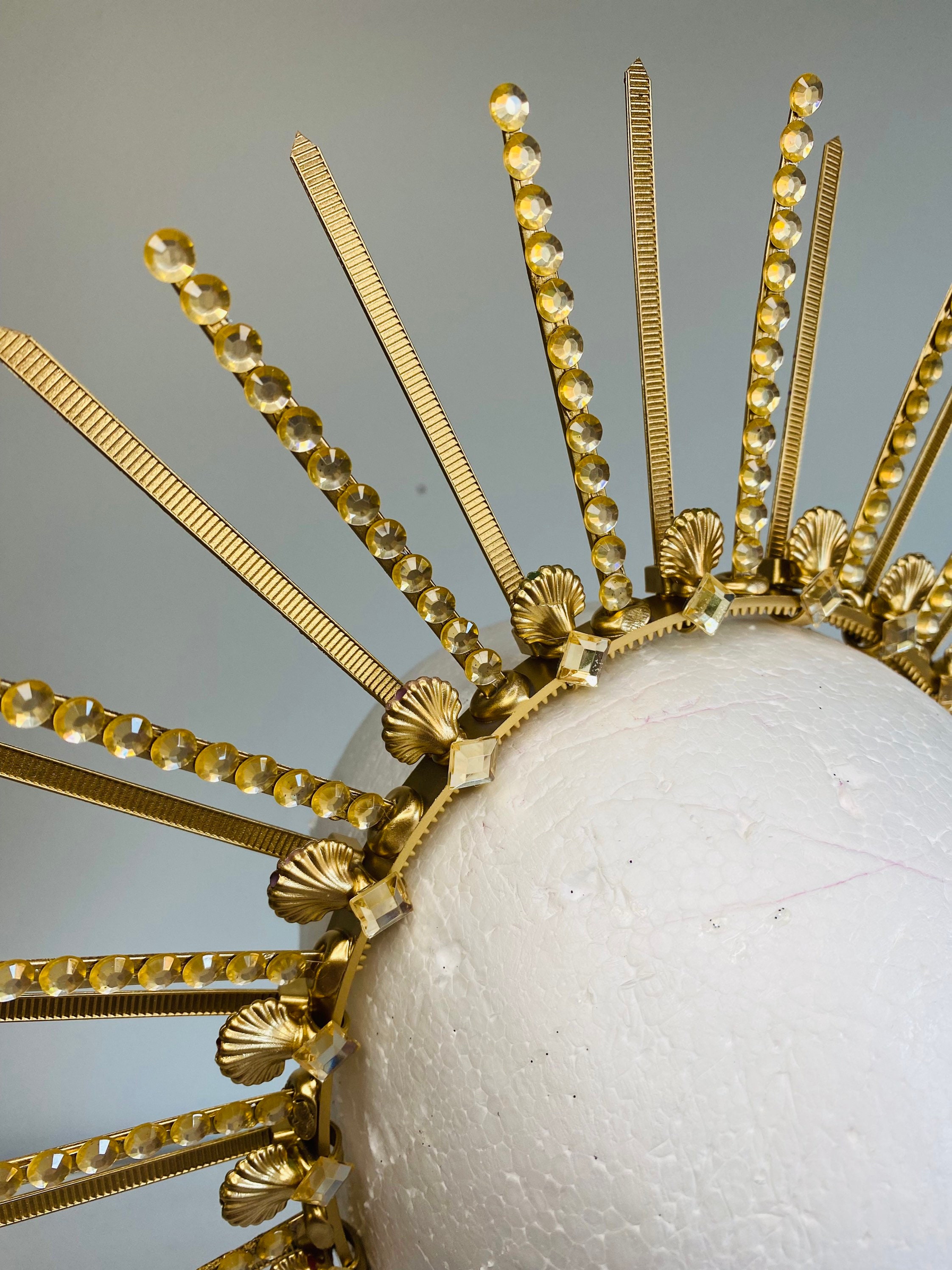 Spiked Halo Crown Sunburst Goddess Headpiece Shell and - Etsy Australia