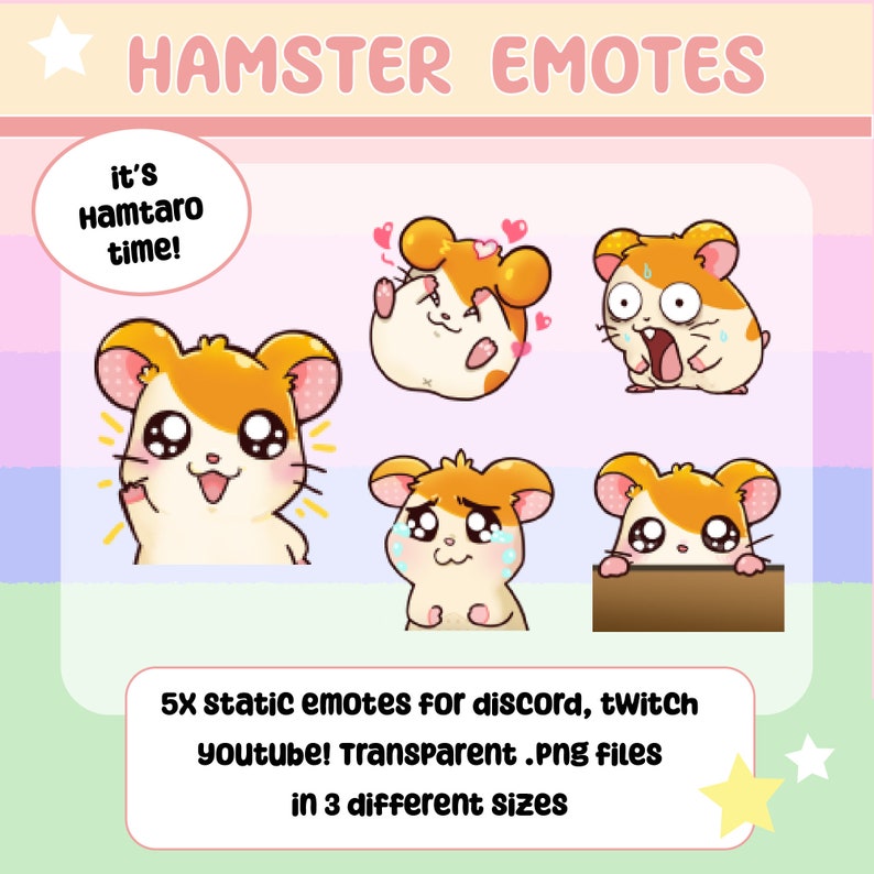 Hamster Twitch / Youtube / Discord / Emotes 5x Emotes - Etsy