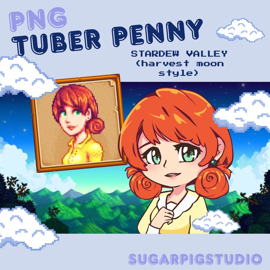 Chibi Penny From Stardew Valley Harvest Moon Style Pngtuber W/ 8x ...