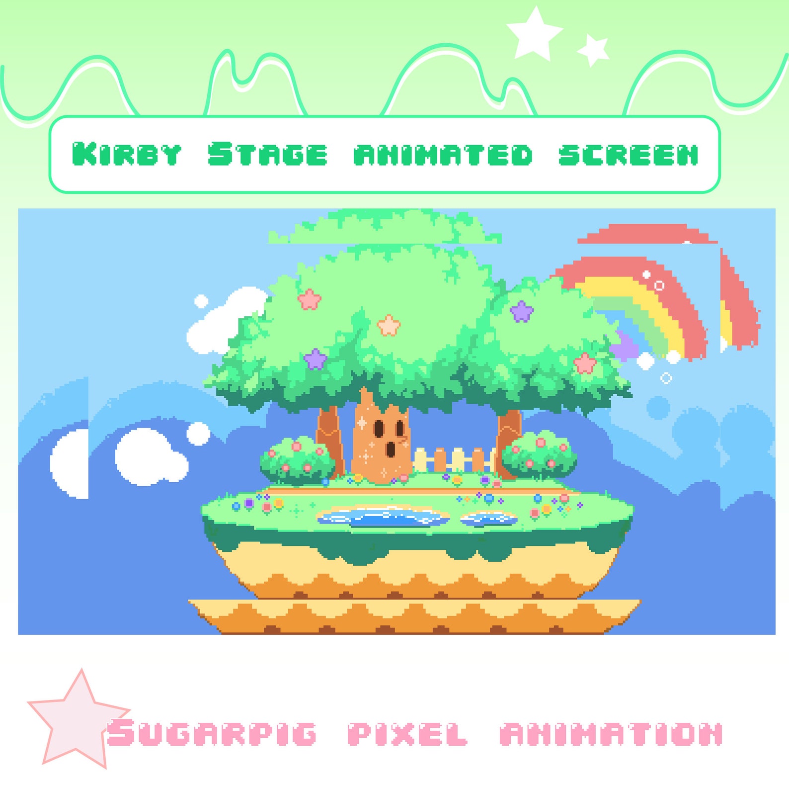 Pixel Animated Screens Super Smash Kirby Stage for - Etsy