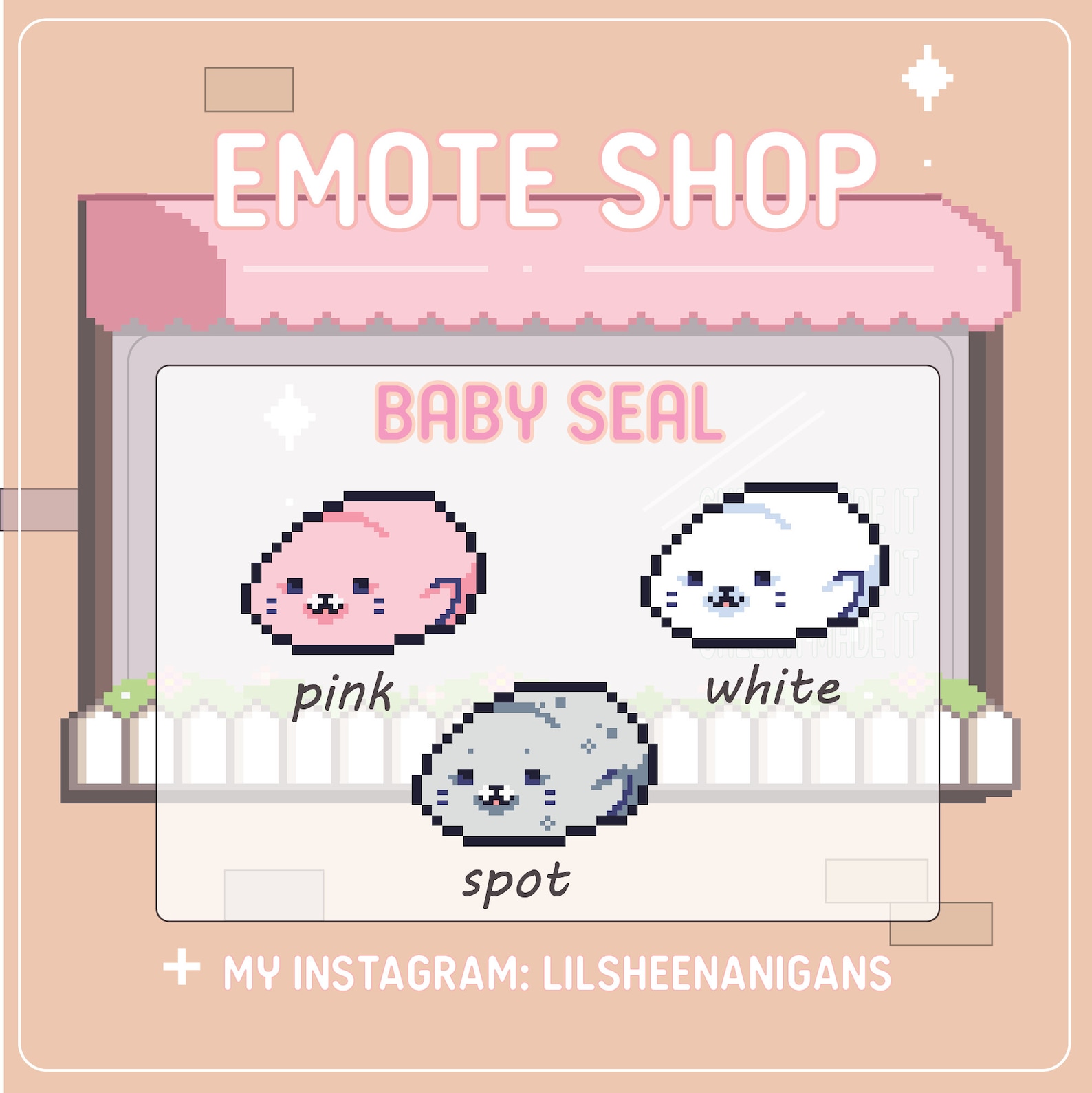 Animated Emote Animated Baby Seal (pink, White or Spotted) Made to ...