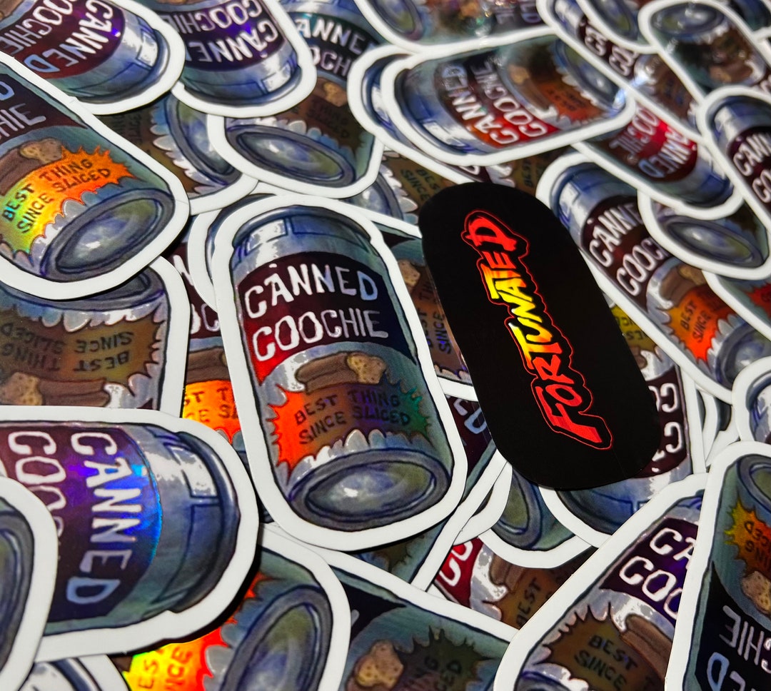 Canned Coochie Holographic Sticker, Funny Meme Decal, Car Laptop ...