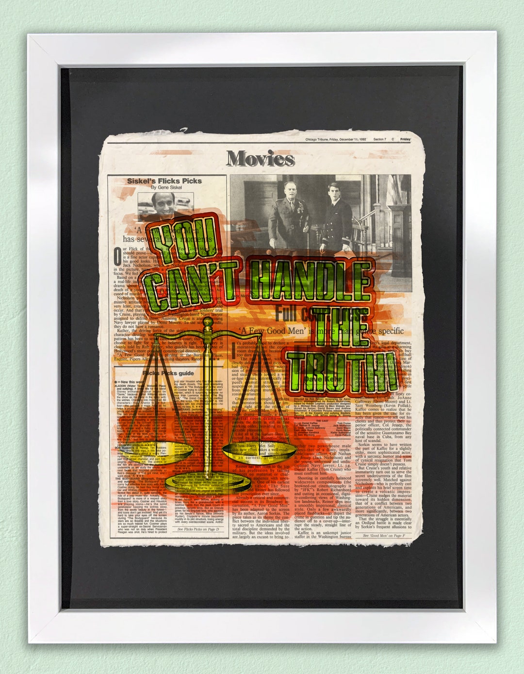 You Cant Handle The Truth Art Print Framed Wall Art Movie Quote Art A You Cant Handle The Truth Art Print Framed Wall Art Movie Quote Art A