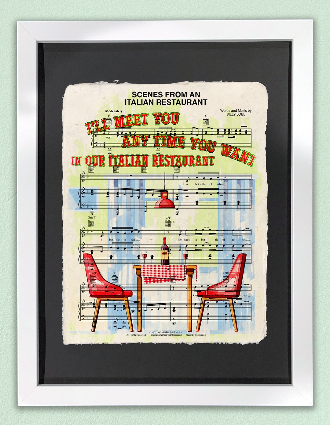 Scenes From an Italian Restaurant Art Print Framed Wall Art Sheet Music ...