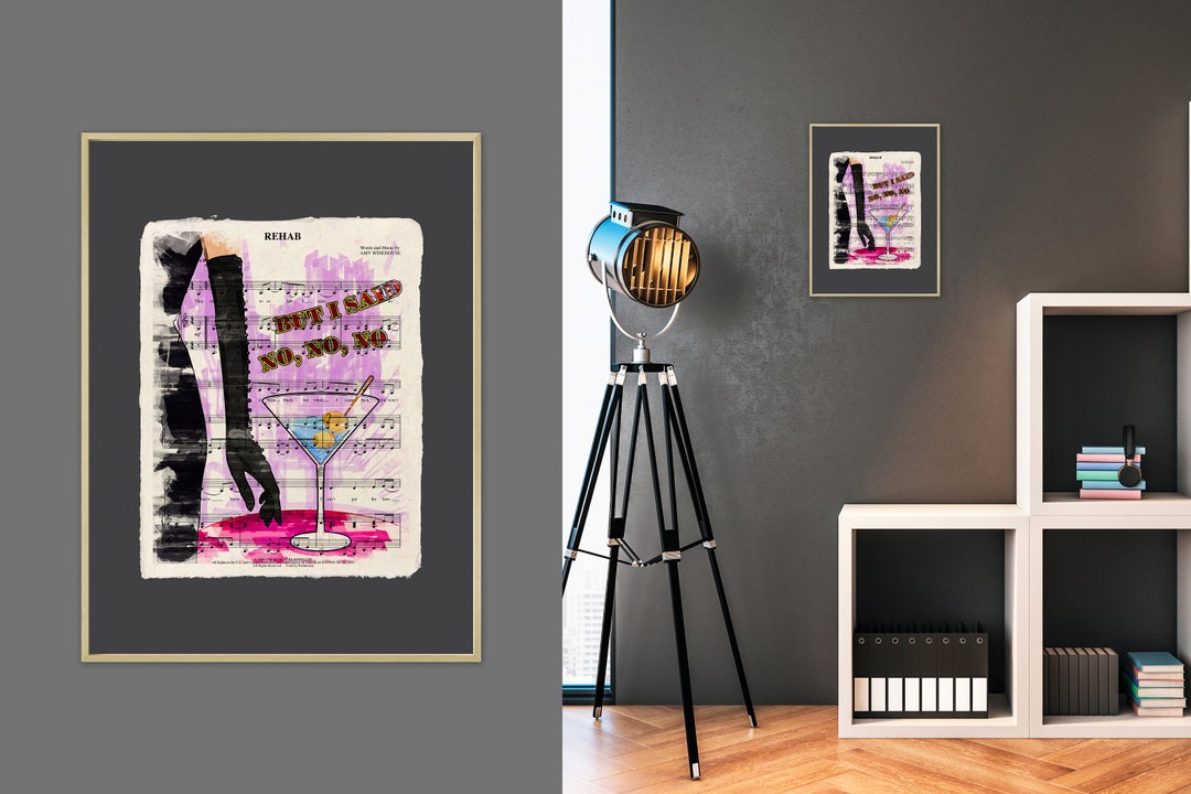 Rehab Art Print Framed Wall Art Sheet Music Art Amy Winehouse Artwork ...