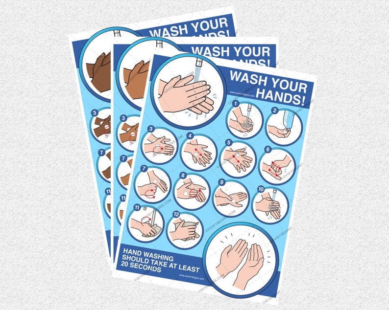 Wash Your Hands Poster Printable Set of 3 Posters - Etsy